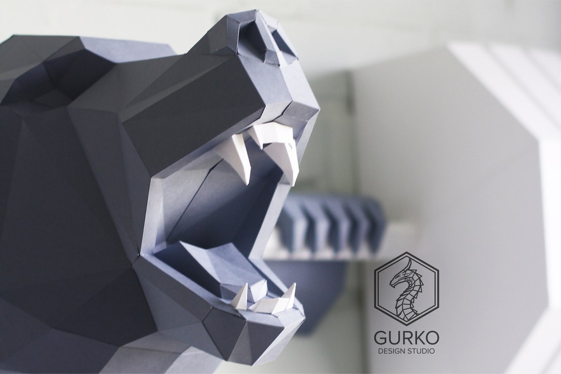 Strong Bear Papercraft, Digital Template, PDF Download, Gurko, Trophy ...