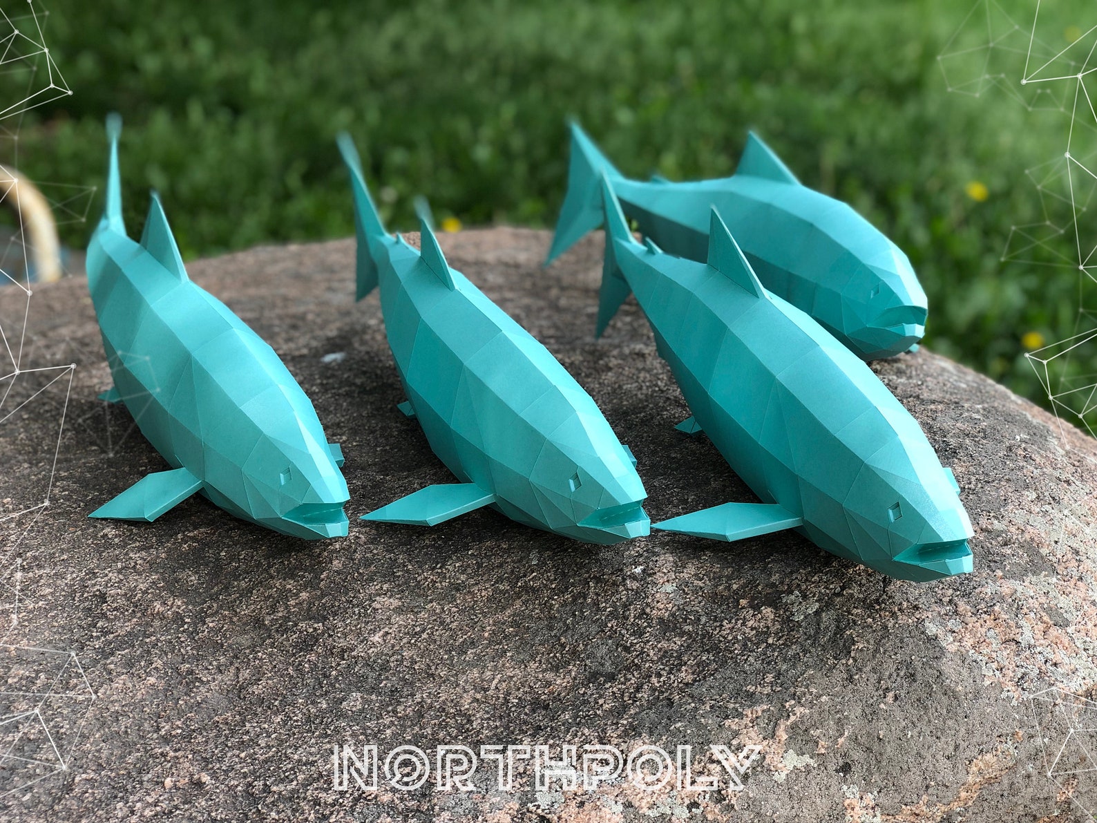 Salmon Papercraft, Fish, Digital Template, PDF Download, Gurko, 3D Low ...