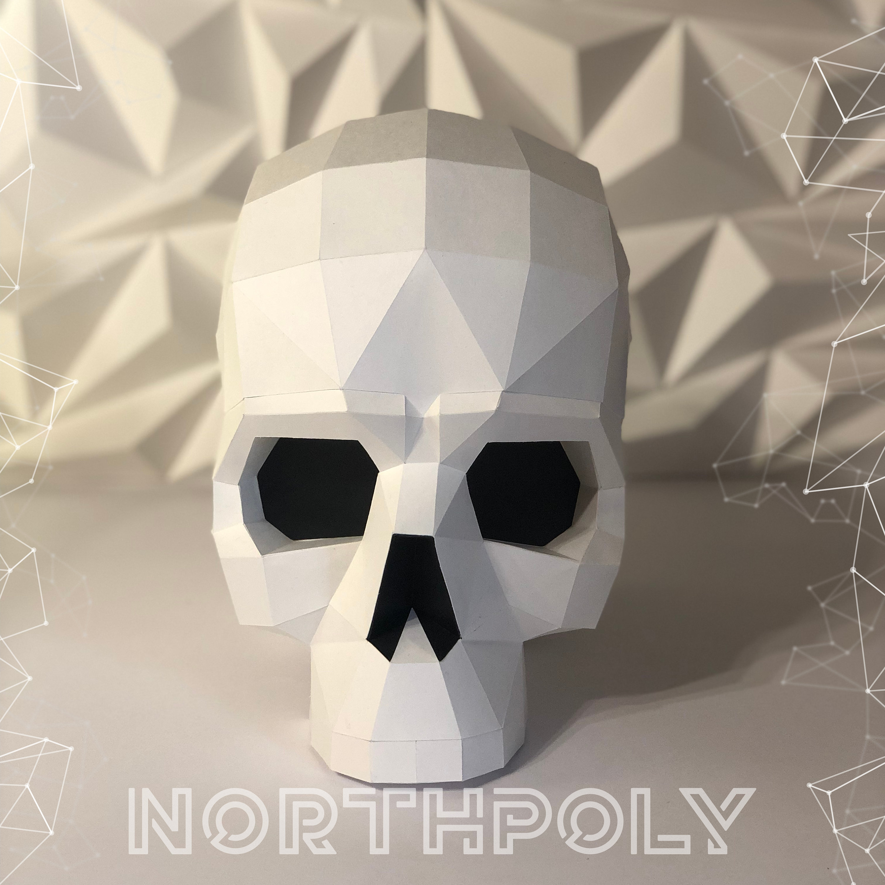Skull Papercraft, Digital Template, PDF Download, Gurko, 3D Low Poly ...