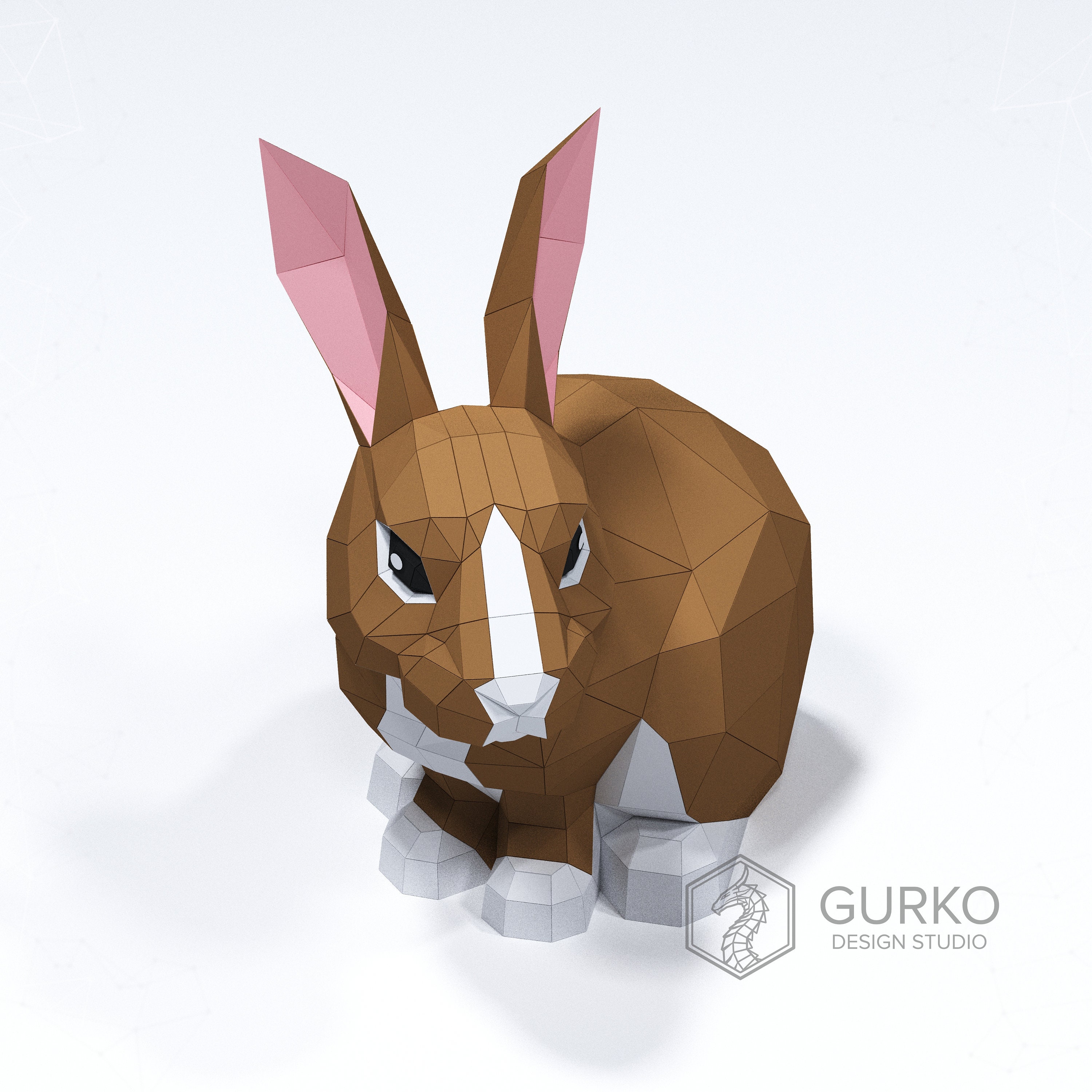 Rabbit Papercraft, Hare, Pdf, Gurko, Pepakura, Template, 3D Origami ...