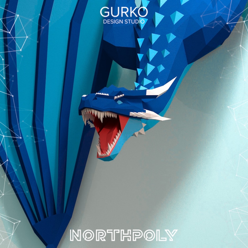 Papercraft Dragon Crawling Out of the Wall, Digital Template, PDF ...