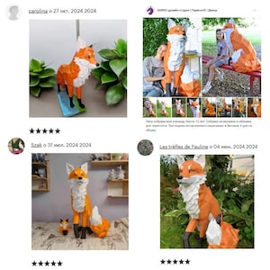 Sitting Fox Papercraft, Digital Template, PDF Download, Gurko, 3D ...
