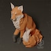 Sitting Fox Papercraft, Digital Template, PDF Download, Gurko, 3D ...