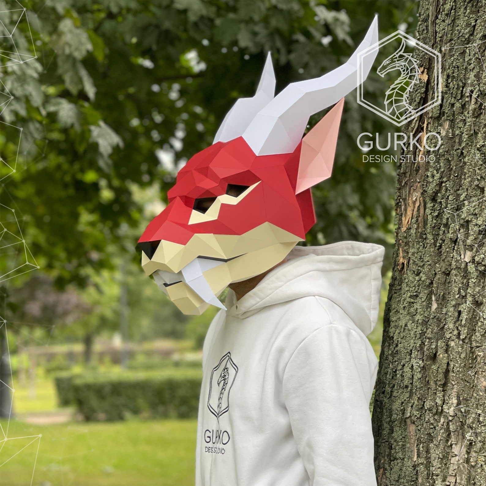 Chimera Mask Papercraft, Digital Template, PDF Download, Gurko, 3D Low ...