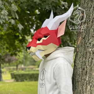 Chimera Mask Papercraft, Digital Template, PDF Download, Gurko, 3D Low ...