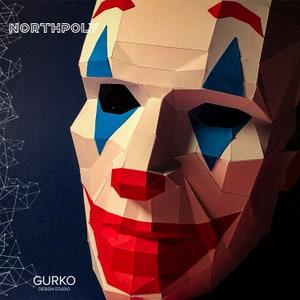 Clown Mask Papercraft, Digital Template, PDF Download, Gurko, 3D Low ...