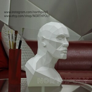 Male Bust Papercraft, Digital Template, PDF Download, Gurko, 3D Low ...