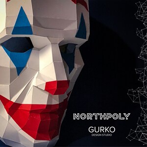 Clown Mask Papercraft, Digital Template, PDF Download, Gurko, 3D Low ...