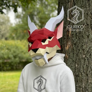 Chimera Mask Papercraft, Digital Template, PDF Download, Gurko, 3D Low ...
