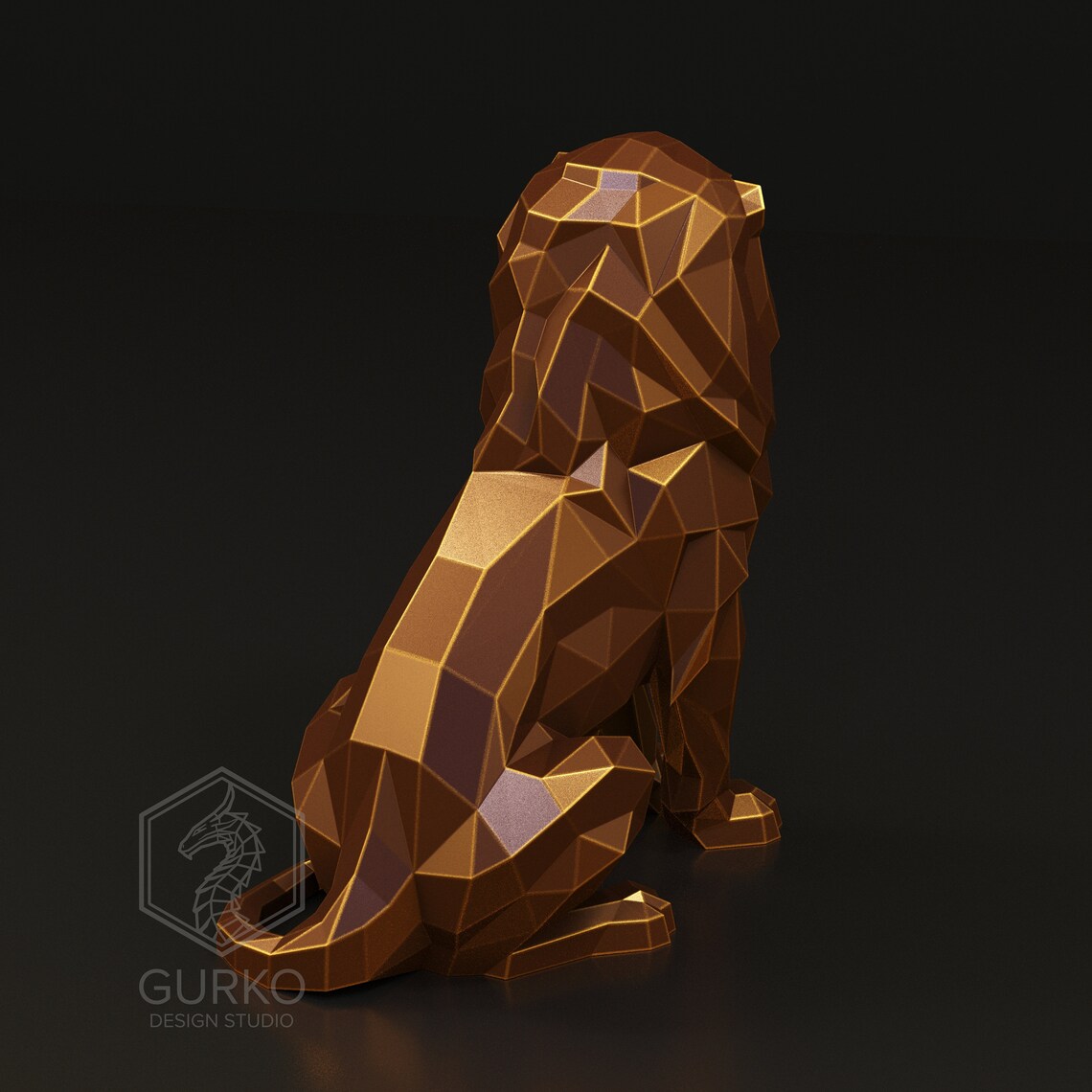 Sitting Lion Metal Papercraft, Cat, DXF, PDF, Digital Template Download ...