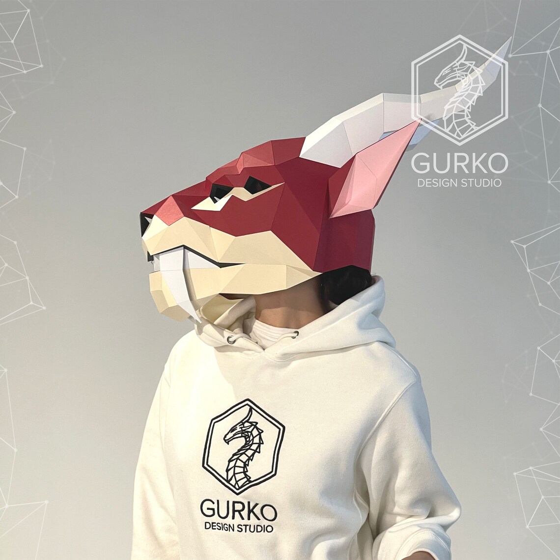 Chimera Mask Papercraft, Digital Template, PDF Download, Gurko, 3D Low ...