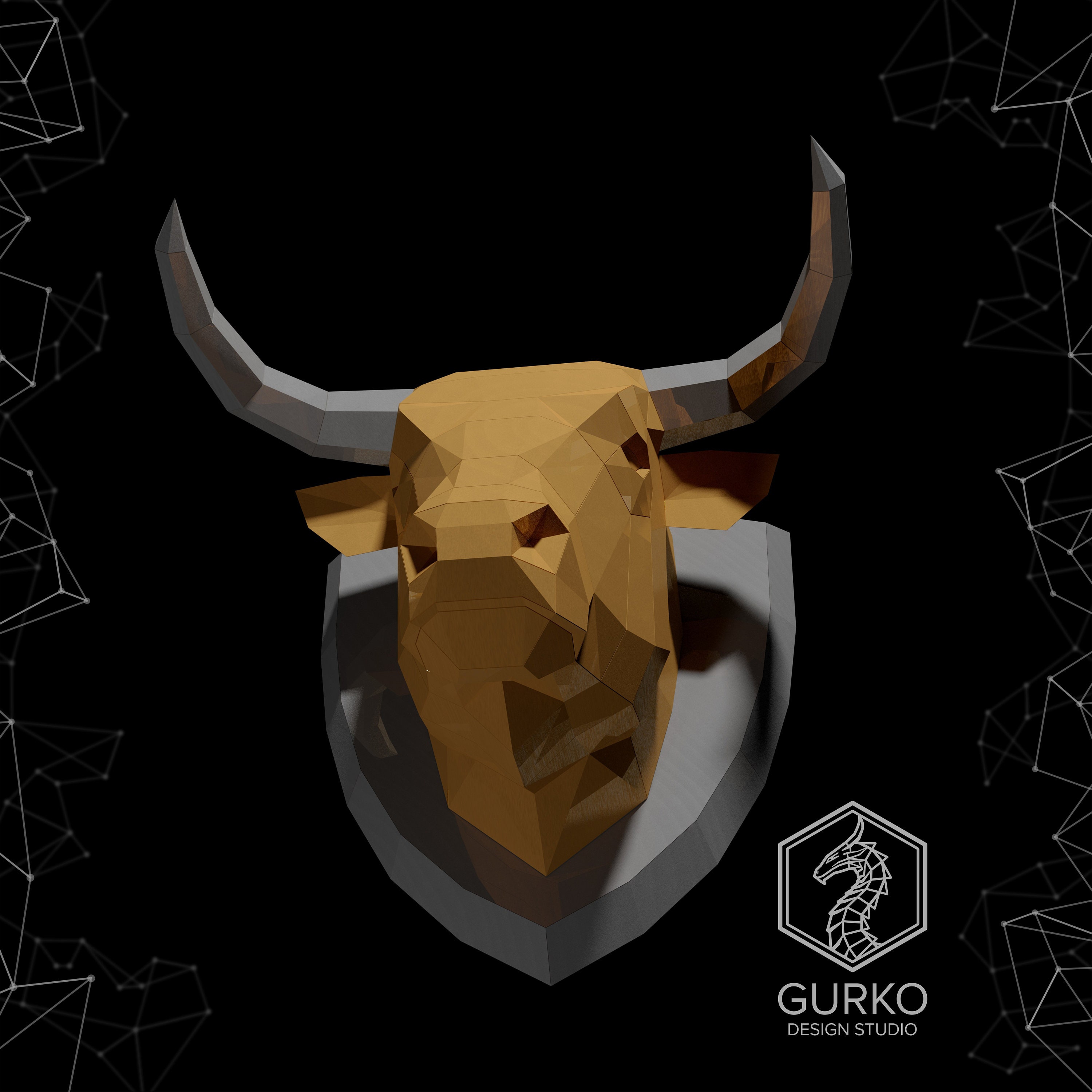 Bull Head Papercraft, Pdf, Gurko, Pepakura, Template, 3D Origami, Paper ...