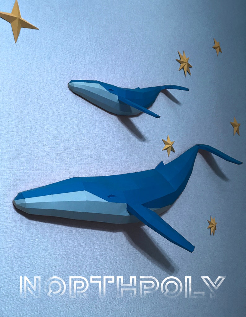 Whales and Stars Papercraft, Pdf, Gurko, 3D Origami, Paper Sculpture ...