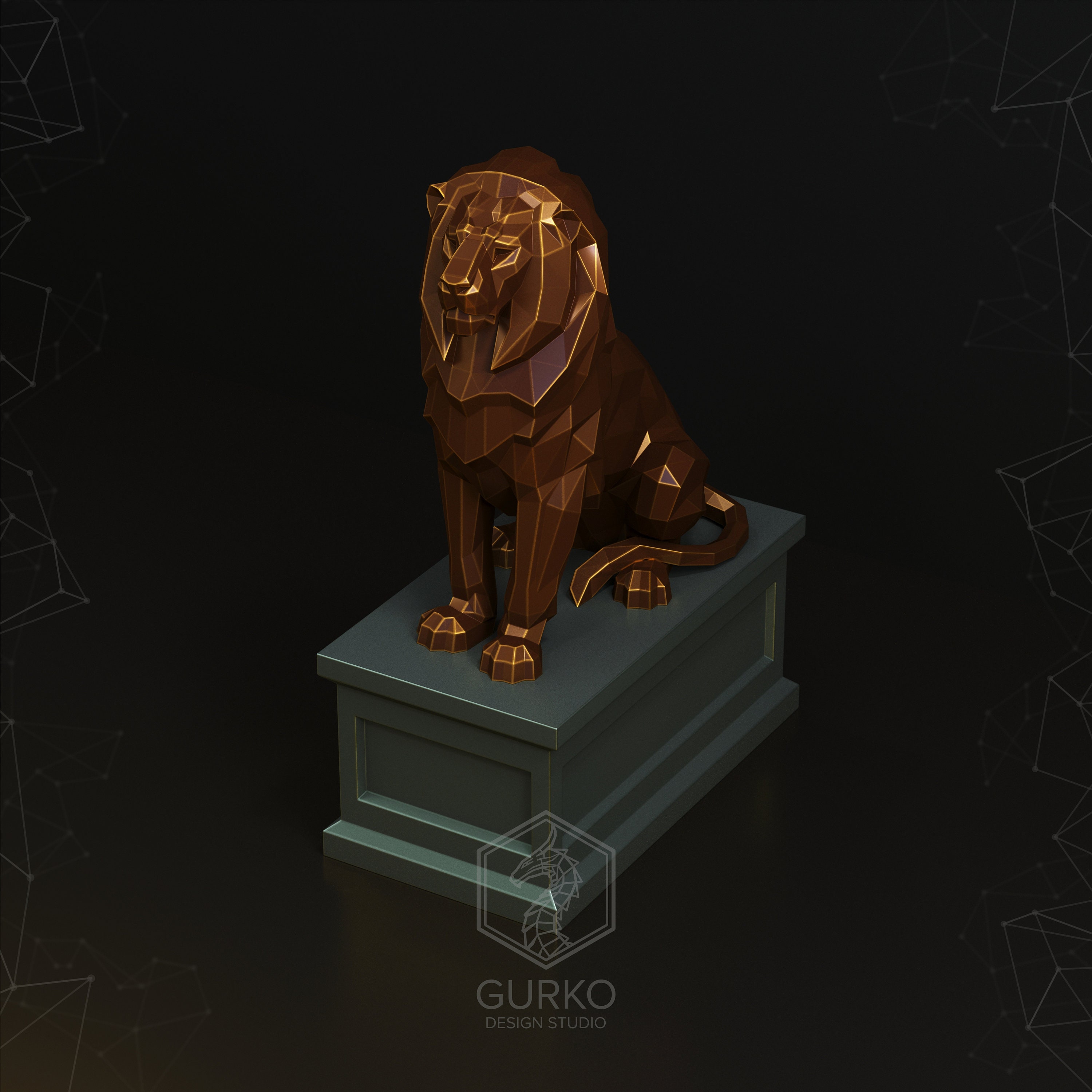 Sitting Lion Metal Papercraft, Cat, DXF, PDF, Digital Template Download ...