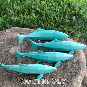 Salmon Papercraft, Fish, Digital Template, PDF Download, Gurko, 3D Low ...