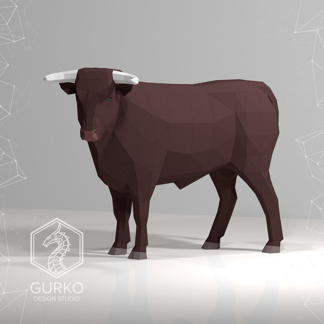Full Length Bull Papercraft, Digital Template, PDF Download, Gurko ...