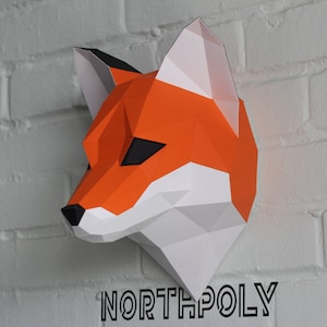 Fox Head Papercraft, Digital Template, PDF Download, Gurko, Trophy, 3D ...