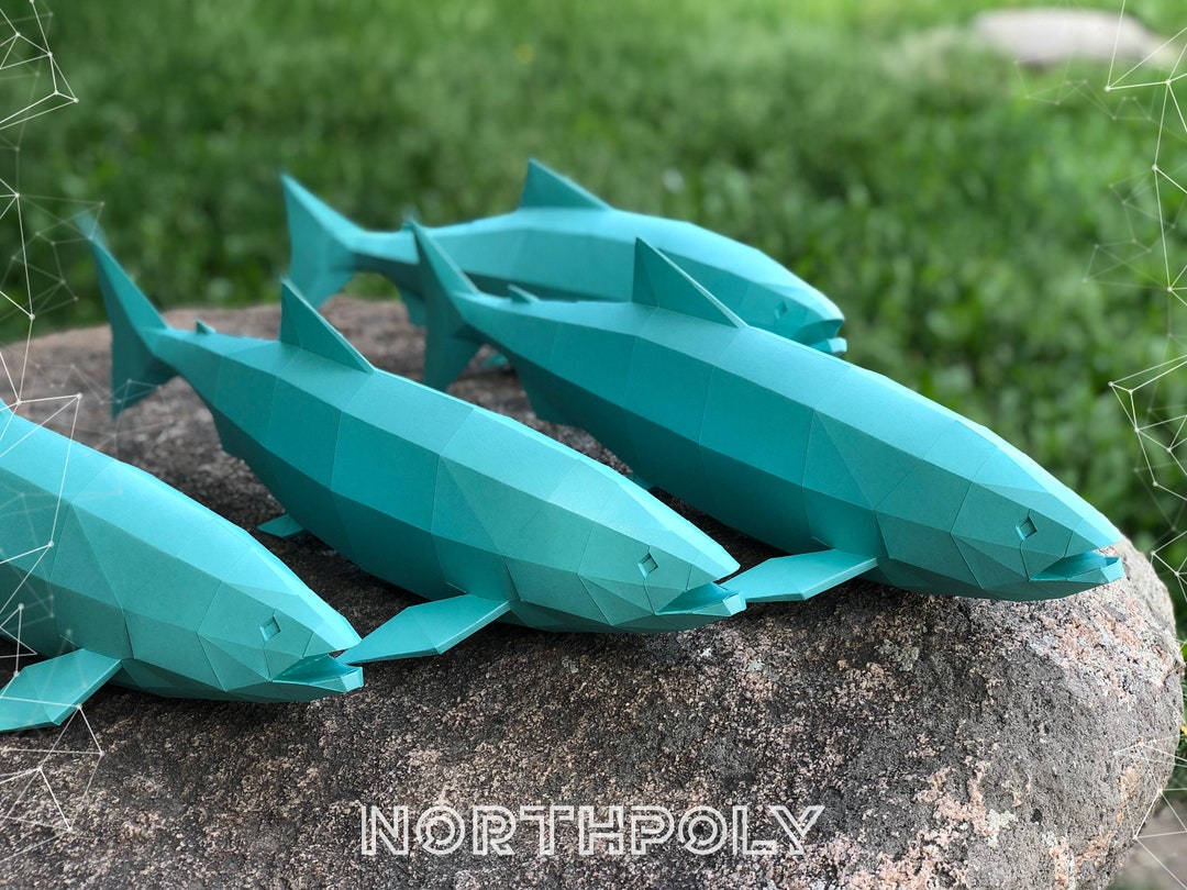 Papercraft Salmon 4 Pieces, Fish, Digital Template, PDF Download, Gurko ...