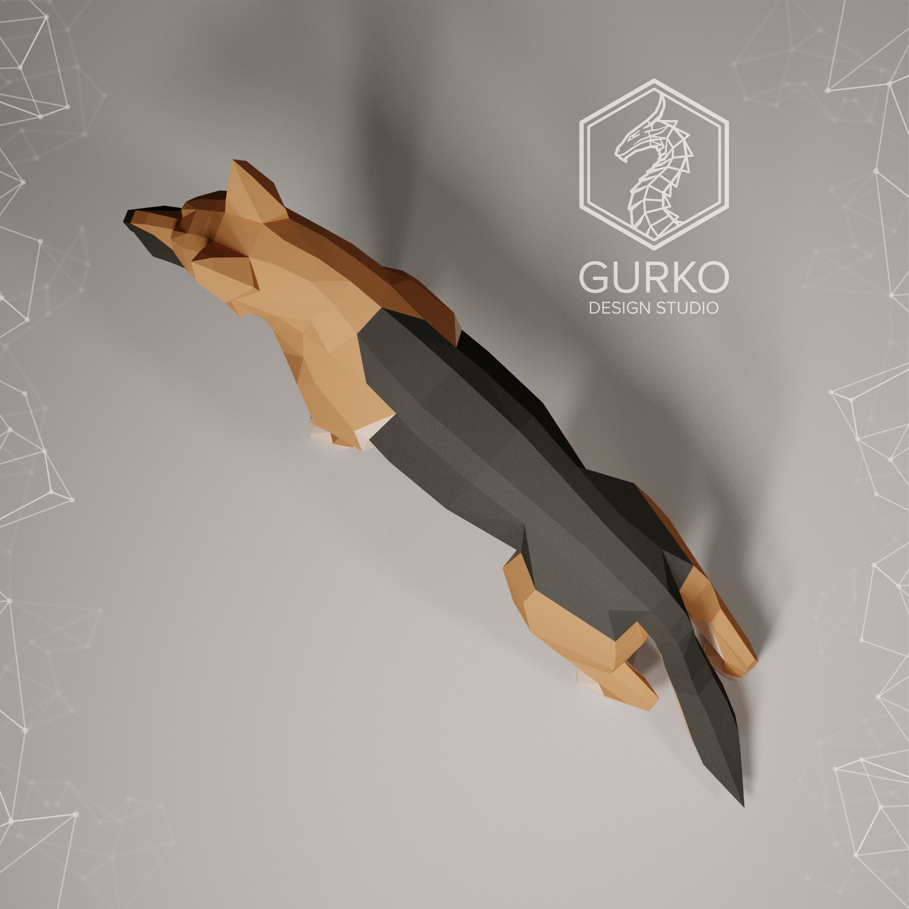 German Shepherd Papercraft, Dog, Pdf, Gurko, Pepakura, Template, 3D ...