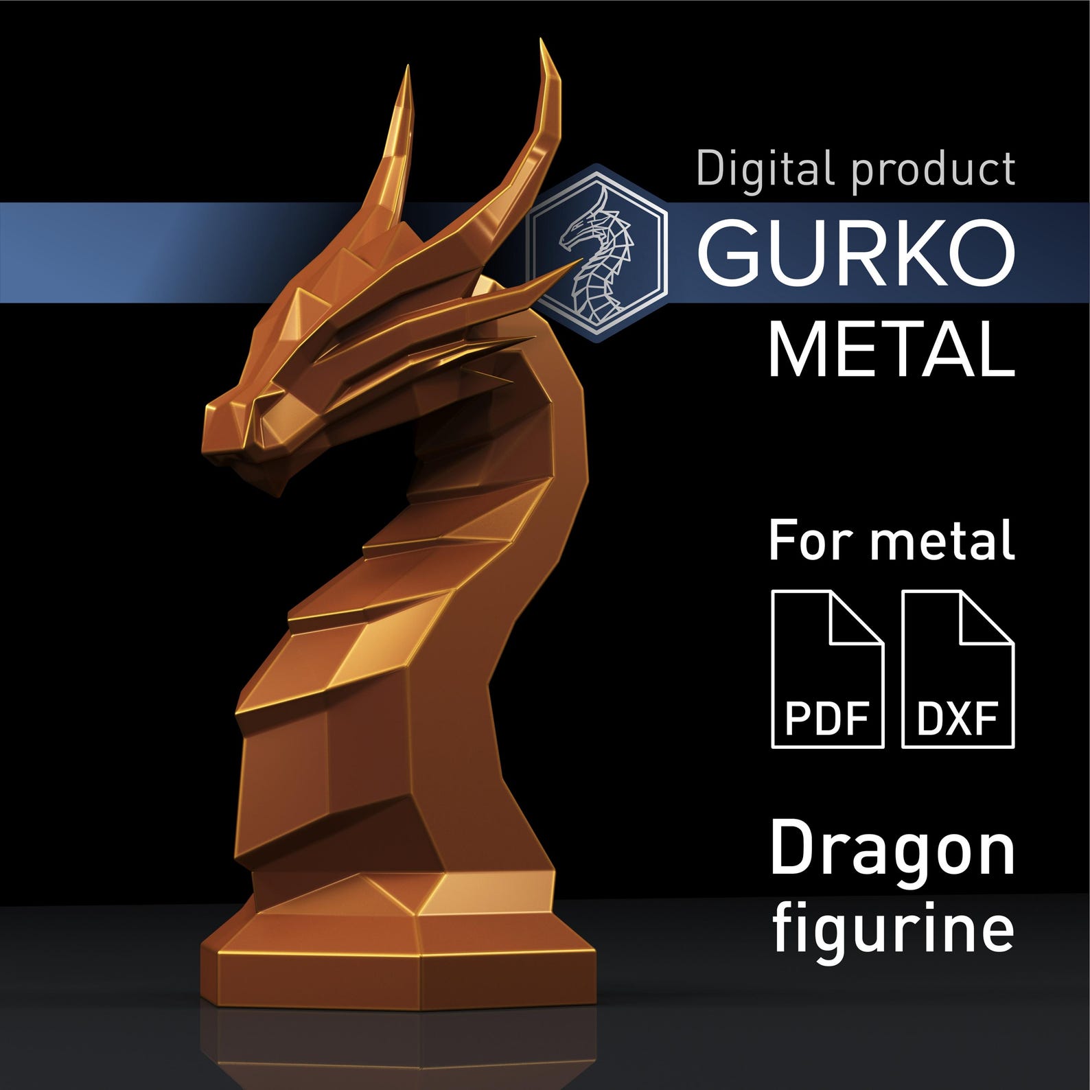 Dragon Figurine Metal Papercraft, DXF, PDF, Digital Template Download ...