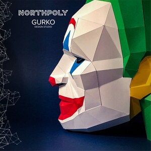 Clown Mask Papercraft, Digital Template, PDF Download, Gurko, 3D Low ...