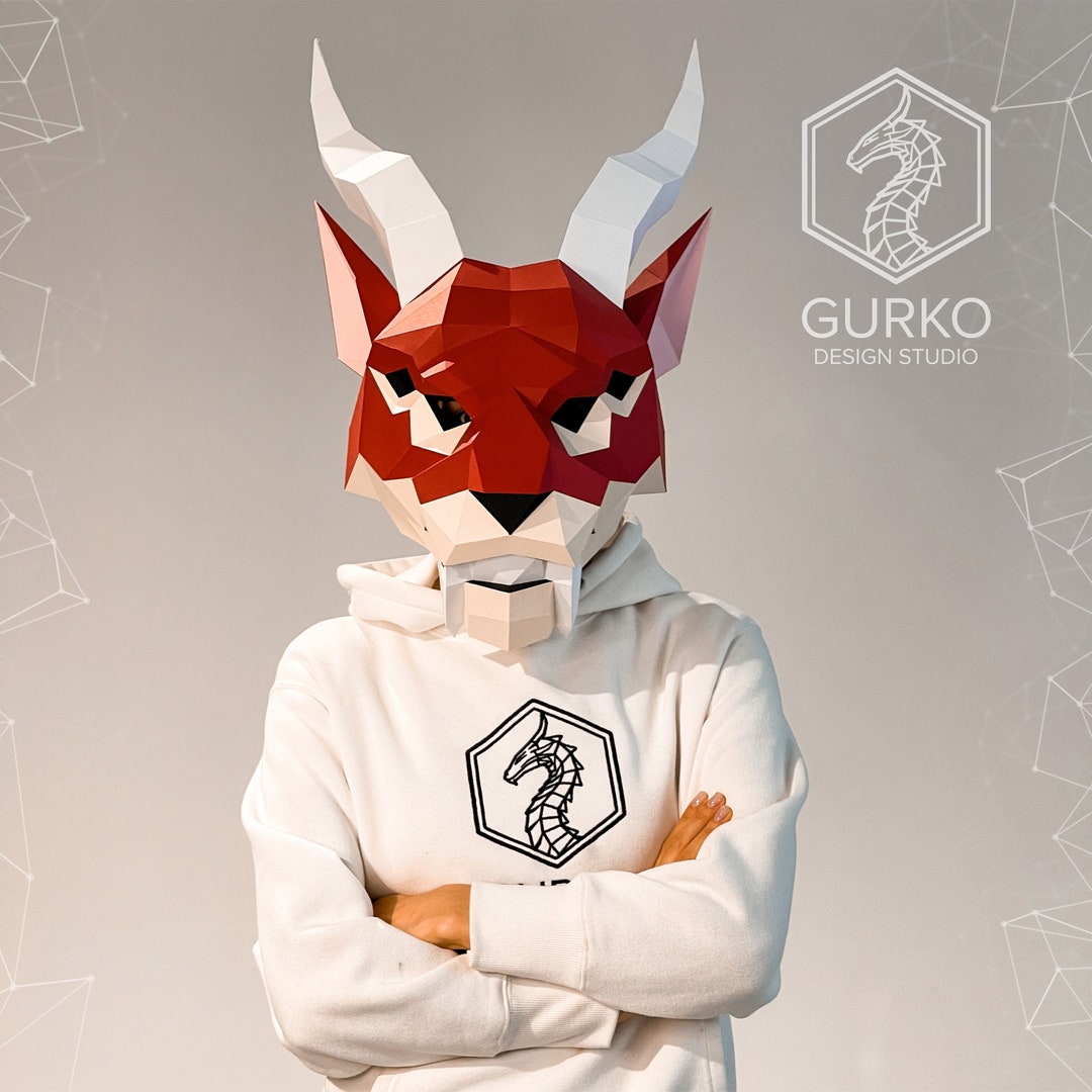 Chimera Mask Papercraft, Digital Template, PDF Download, Gurko, 3D Low ...
