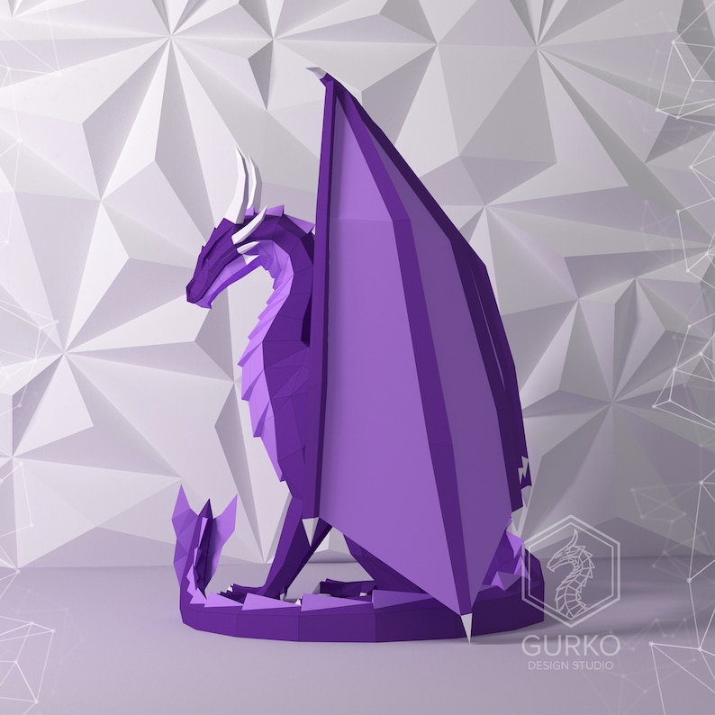 Seated Dragon Papercraft, Pdf, Gurko, Pepakura, Template, 3D Origami ...