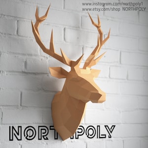 Papercraft Deer Head 2, Digital Template, PDF Download, Gurko, 3D Low ...