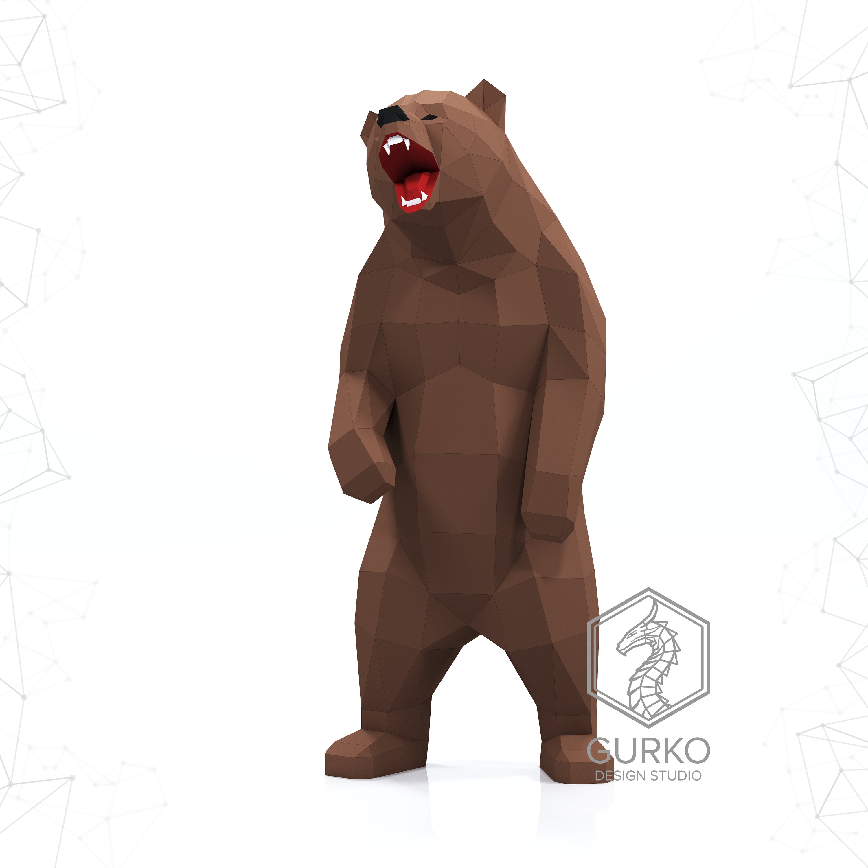 Angry Bear Papercraft, Grizzly Bear, Pdf, Gurko, Pepakura, Template, 3D ...
