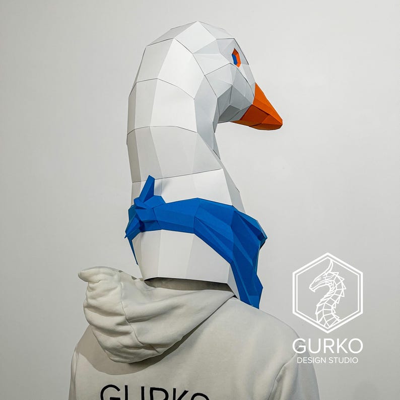 Goose Mask Papercraft, Bird, Digital Template, PDF, SVG, DXF Download ...