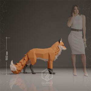 Standing Fox Papercraft, Digital Template, PDF, SVG, DXF Download ...
