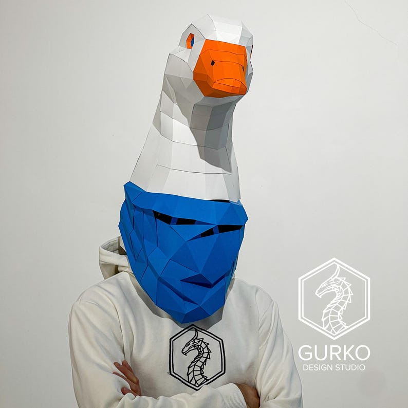 Goose Mask Papercraft, Bird, Digital Template, PDF Download, Gurko, 3D ...