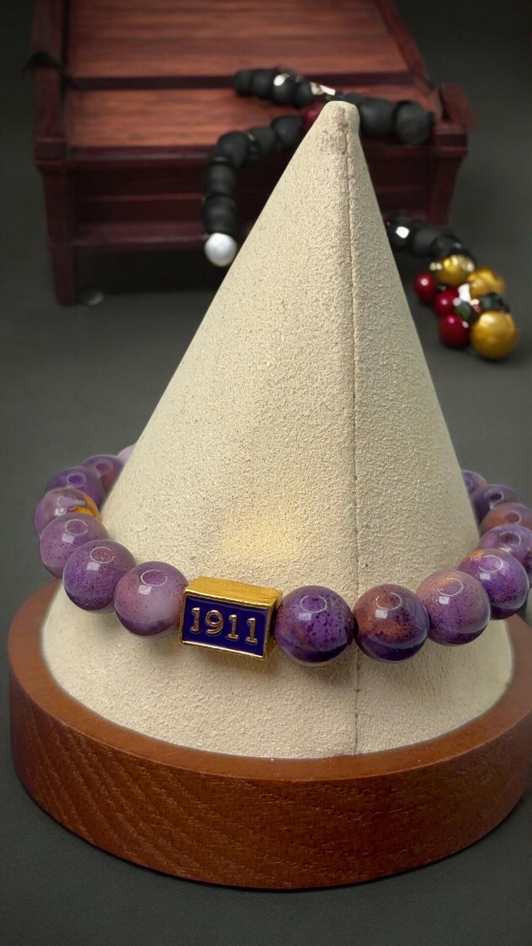 Stylish Omega Psi Phi Purple and Gold W/gold Accent Beaded Charm ...