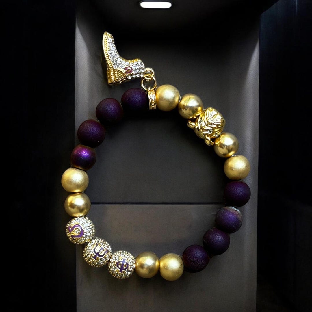 Handcrafted Omega Psi Phi Bracelet Elegant Greek Fraternity Jewelry ...