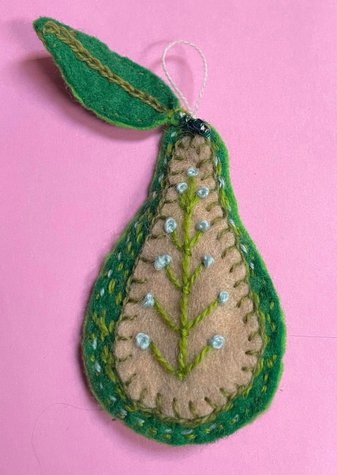 Embroidered Pear Wool Felt Appliqué Patch Ornament Ornie Felt ...