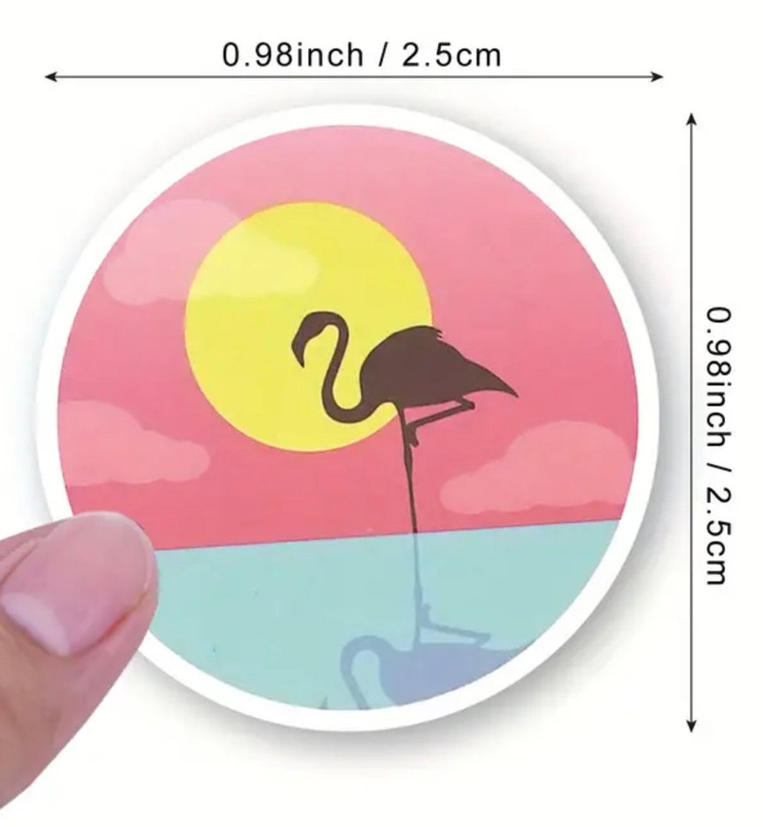 500 Pink Flamingo Stickers Florida Bird 1 Round Small Labels Circle ...