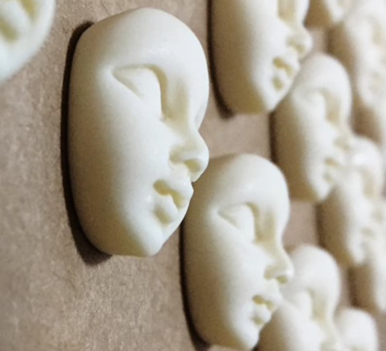 5 Small Resin Faces Cabochons Mask Fallback. Girl Woman Diy | Etsy