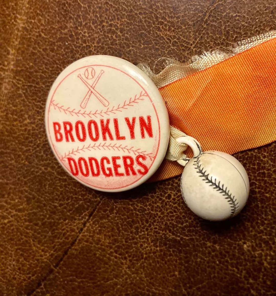 Vintage Brooklyn Dodgers Baseball Pin Pinback Ribbons and Baseball ...