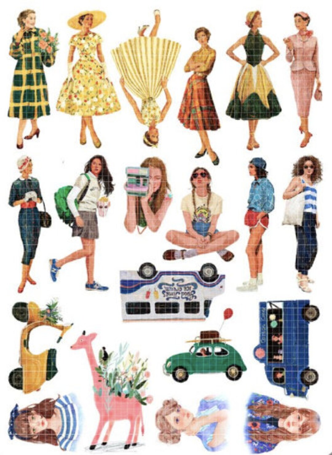 20 Sexy Stickers Retro Woman Ladies Girls 1940's 1950's Ephemera ...