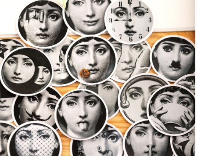 Face Head Pictures Stickers Die Cut Quantity: 22 Pieces Round Woman ...
