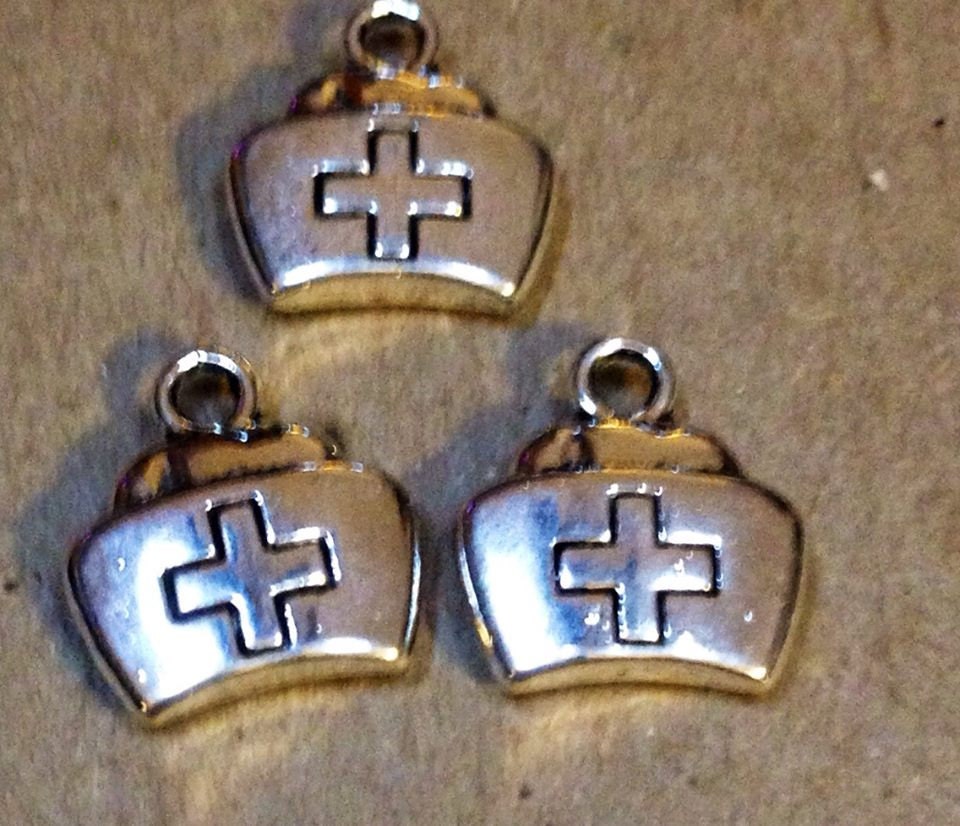 Nurse Hat Cap Charm Pendant Red Cross Silver Color Jewelry - Etsy