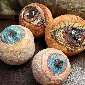 Handmade Paper Mâché Eye Eyeball Round Ball Flat Back Halloween ...