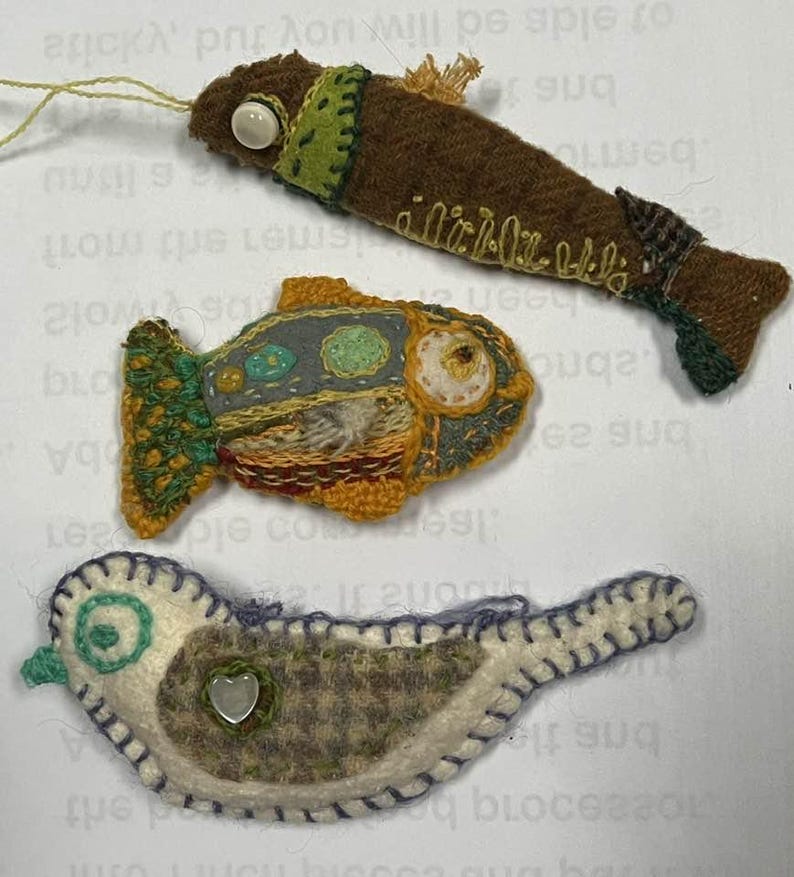 Wool Felt Fish Little Appliqué Patch Ornament Ornie Felt Embroidered ...