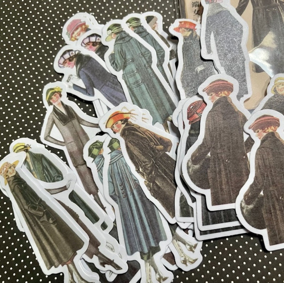 40 Woman Retro Fashion Paper Stickers Crafts and Scrapbooking Stickers ...