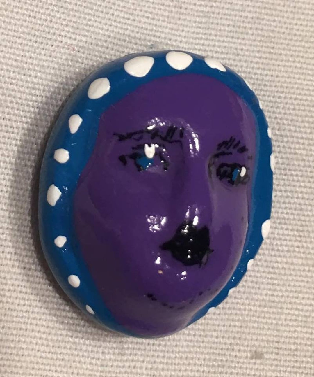 Handmade Clay Face Purple Grumpy Sad Head Buddha Mosaic Tile Woman Lady ...