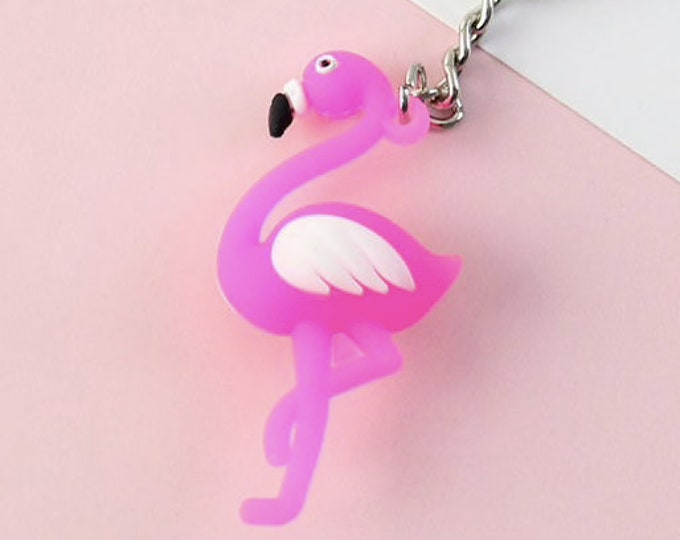 Flamingo Keychain Key Chain Key Ring Chain 3D Pendant Jewelry Findings ...
