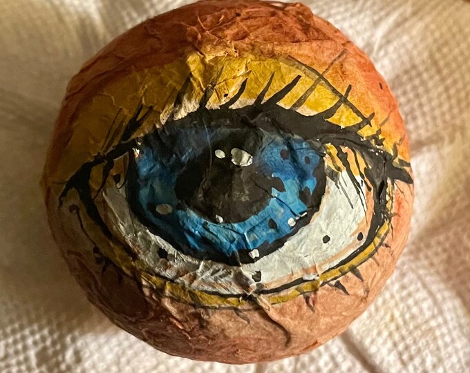 Handmade Paper Mâché Eye Eyeball Round Ball Flat Back Halloween ...