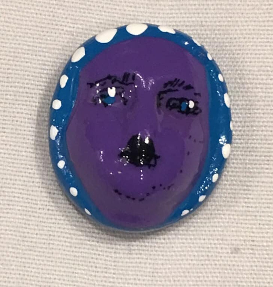 Handmade Clay Face Purple Grumpy Sad Head Buddha Mosaic Tile Woman Lady ...