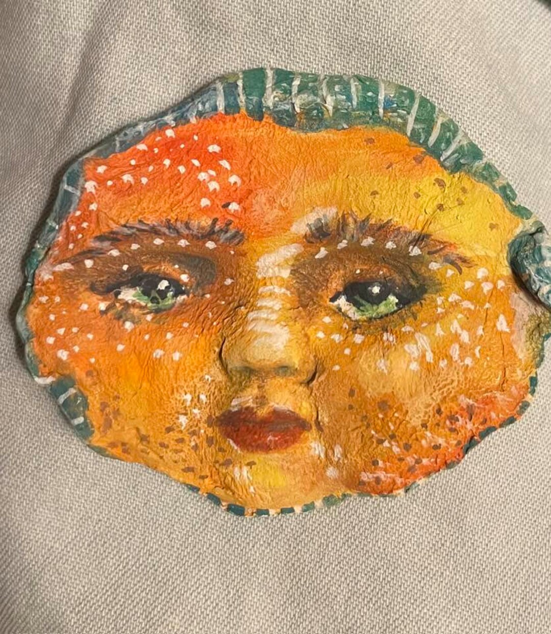 Large Ceramic Clay Face Doll Parts Pendant Craft Pottery Woman Handmade ...