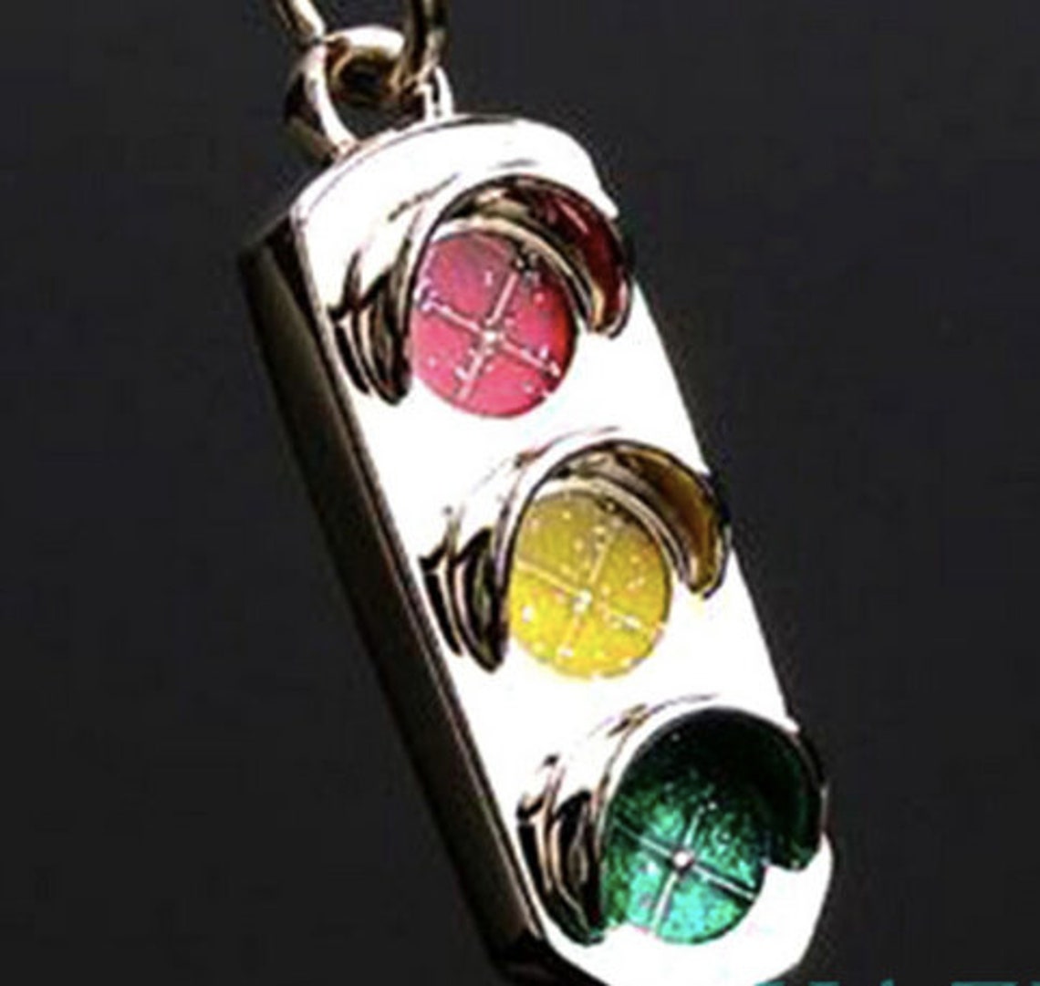 Traffic Light Charm Keychain Key Ring Chain 3D Street Red Green Yellow ...